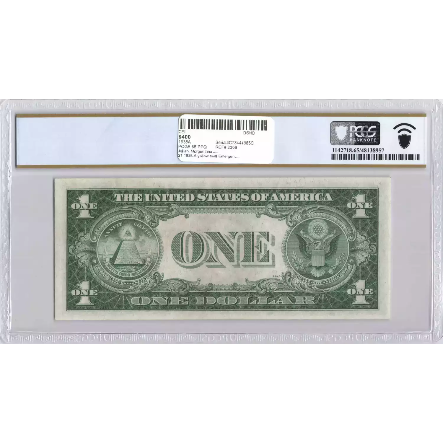 PCGS 65 PPQ 1935A $1 North Africa WWII Emergency Issue Silver ...