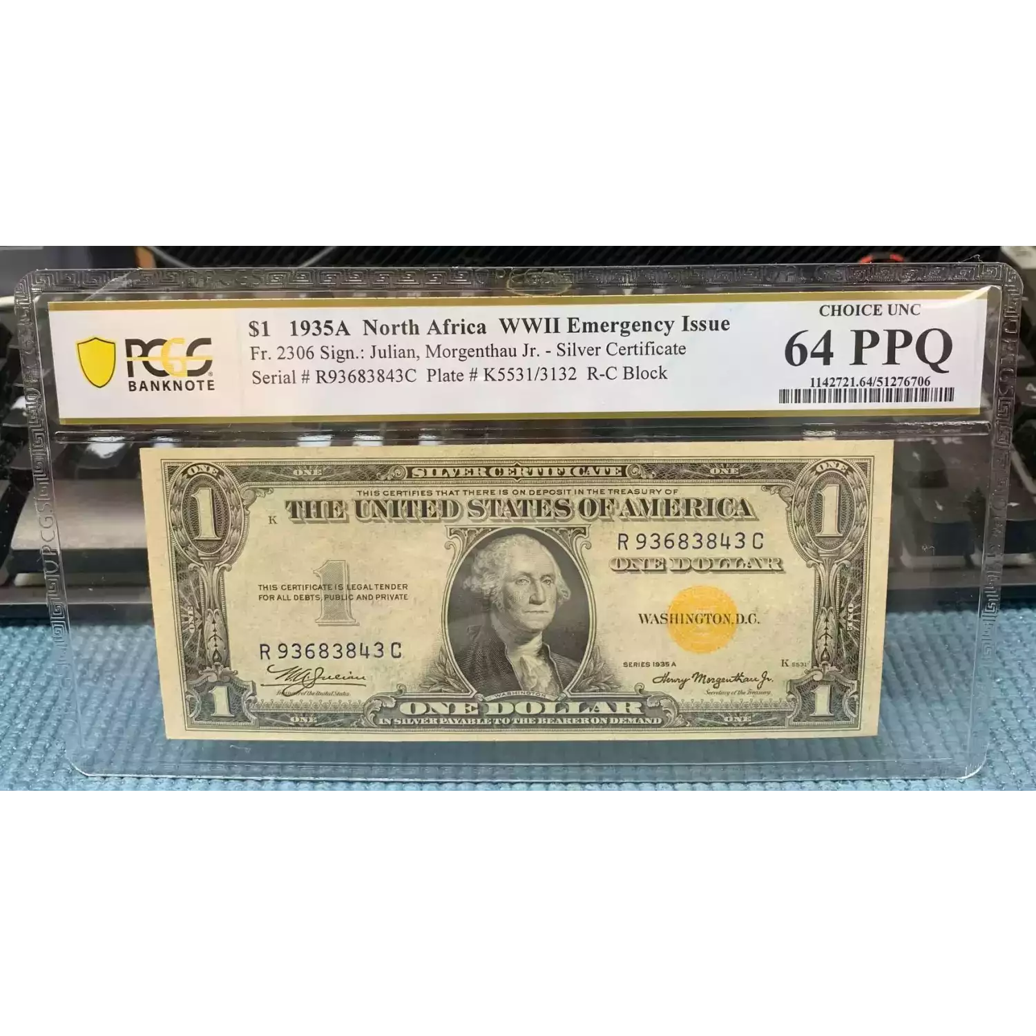 PCGS UNC 64 PPQ 1935A $1 North Africa WWII Emergency Issue Silver ...