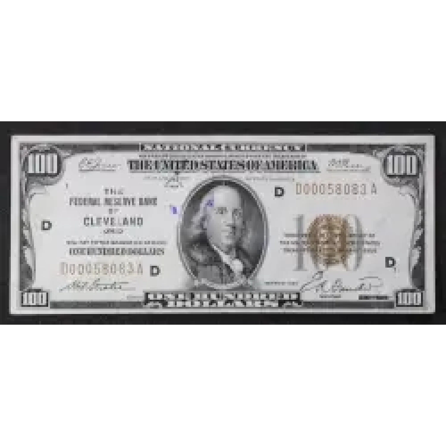 1929 $100 Cleveland district Federal Reserve Bank Note - Lost Dutchman ...