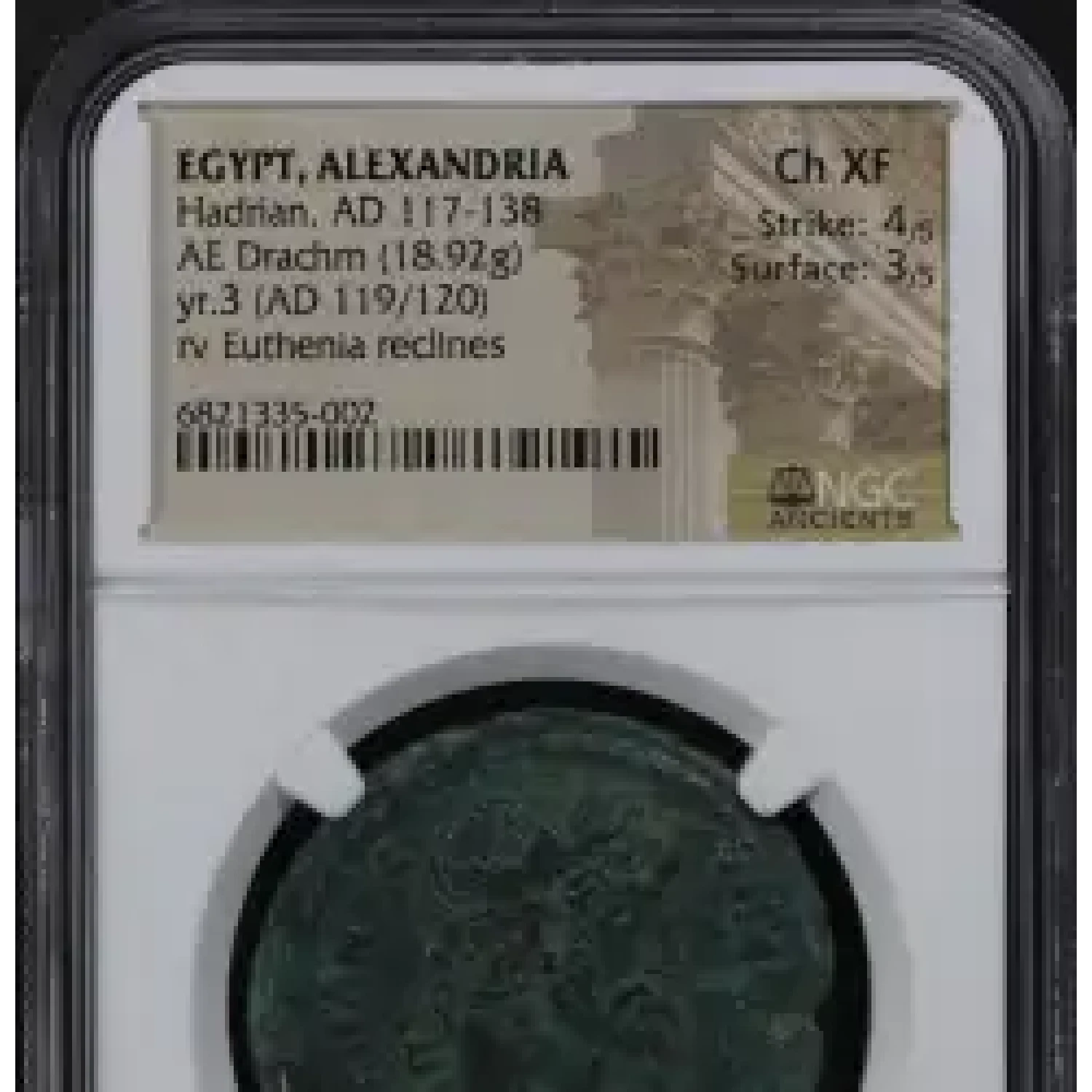 NGC Ch XF Hadrian AE Drachm Alexandria 119-20 AD Ancient Roman Coin NGC ...